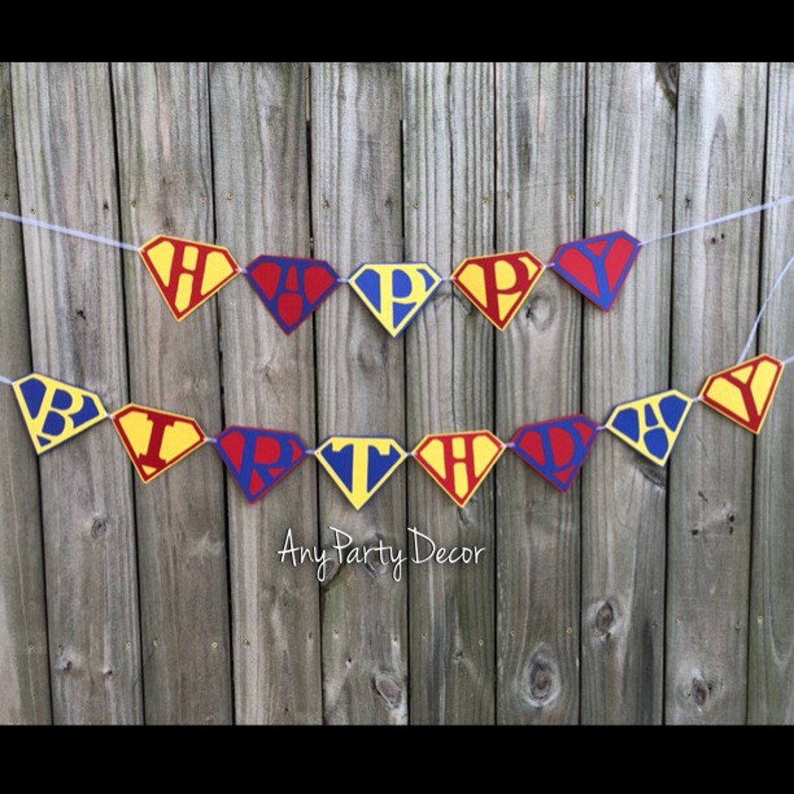 Superhero Happy Birthday Banner Super Hero Themed Birthday | Etsy