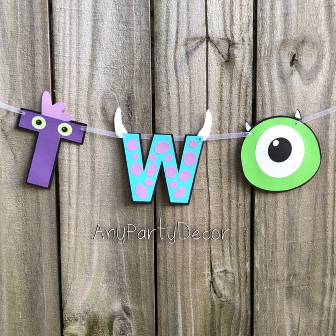 Monsters Inc "two" 2nd Birthday Party Banner - Monsters Inc Second ...
