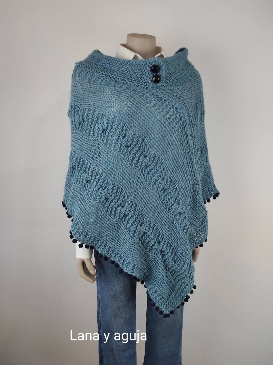 Wool Poncho Hand Knitted Closed Shawl Bohemian Style Wool - Etsy