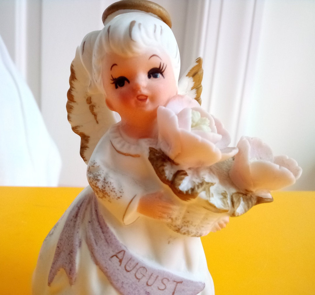 Lefton Angel August Birthday Anniversary Small Vintage Porcelain ...