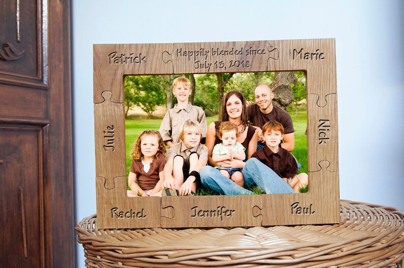 Blended family gift Custom engraved wooden picture frames | Etsy