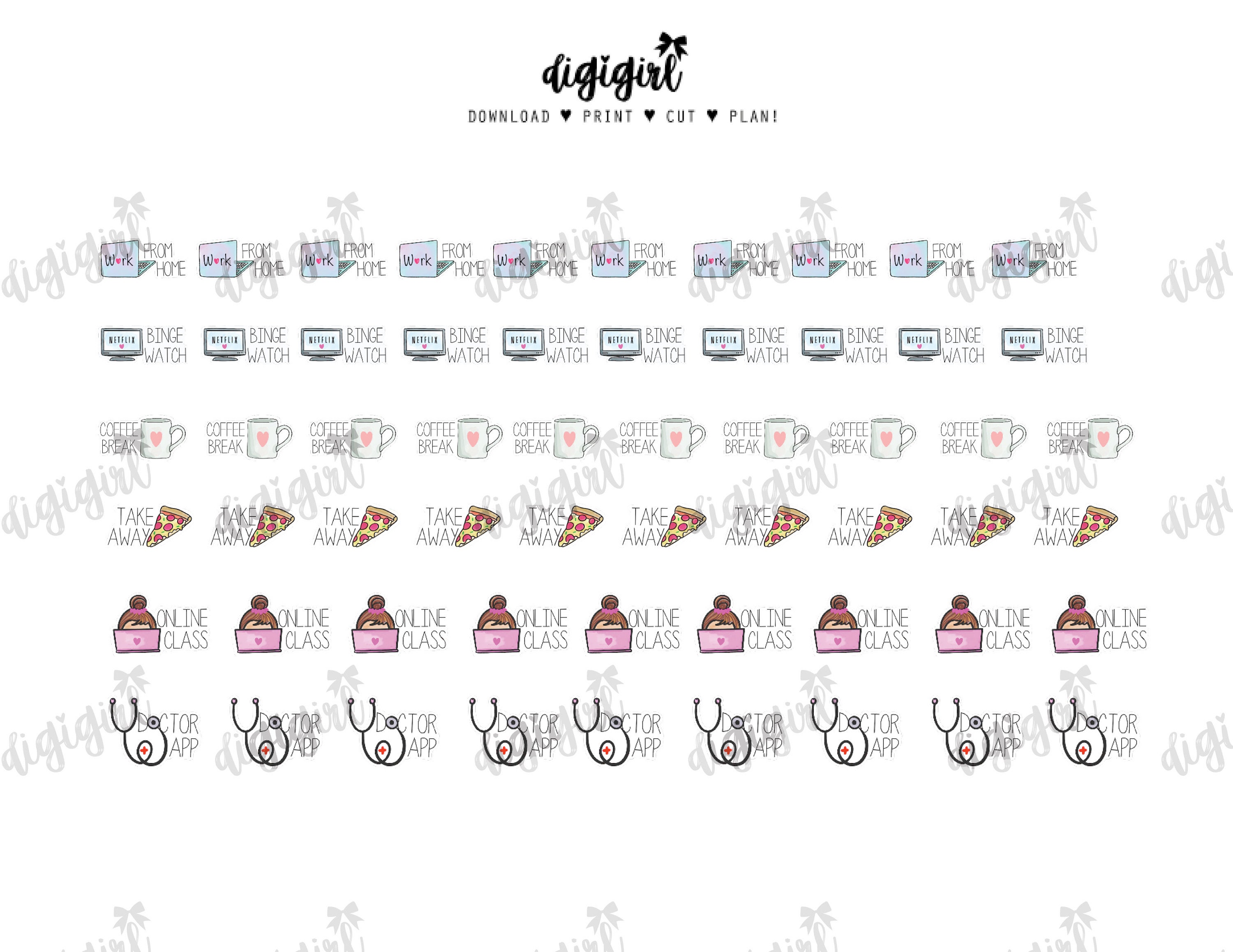 Everyday Stickers Printable Digital Planner Stickers - Etsy