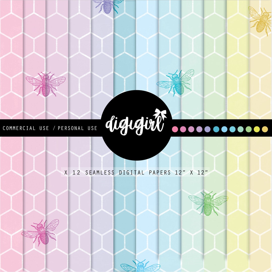 Honeybee Honeycomb Digital Paper Patterns Geometric Hexagon Wallpaper ...