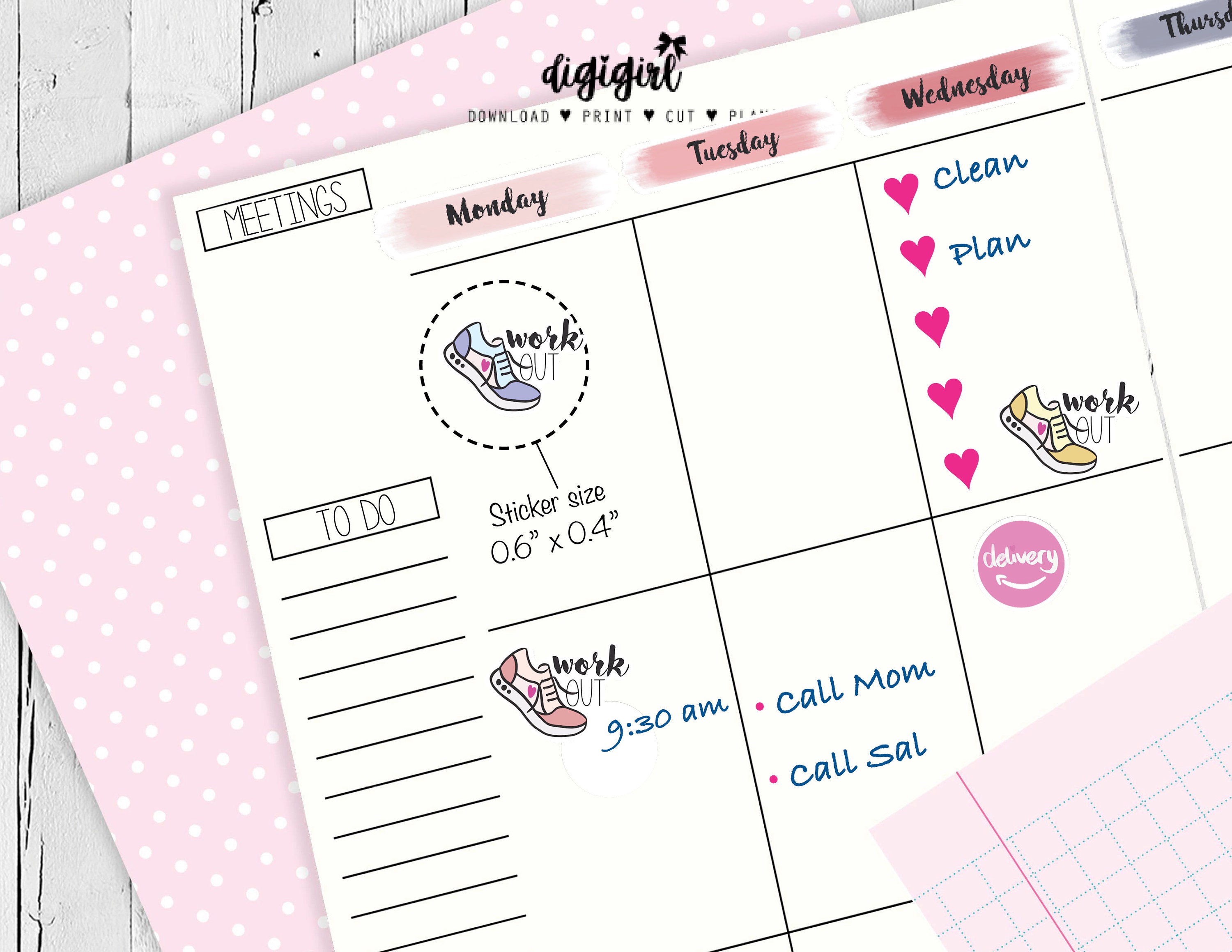 Workout Printable Planner Stickers Exercise Planner Stickers - Etsy