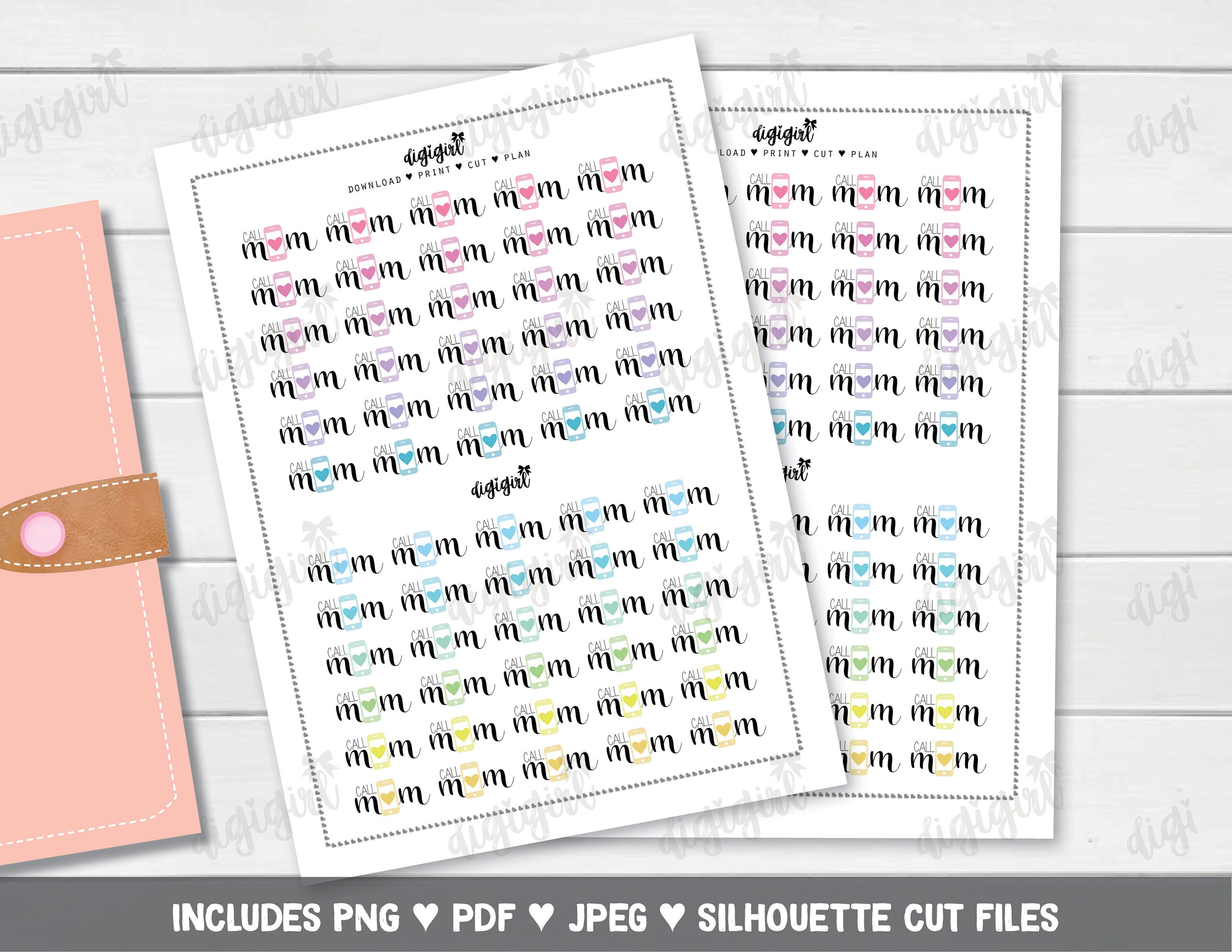 Phone Call PRINTABLE Planner Stickers Video Call Functional Stickers to ...