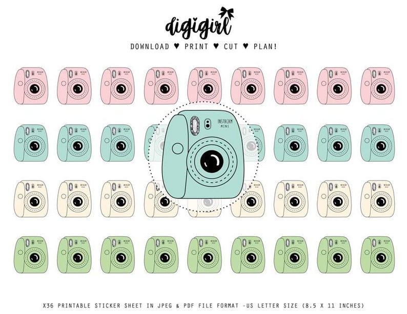 Camera Planner Stickers Printable Planner Stickers Camera - Etsy