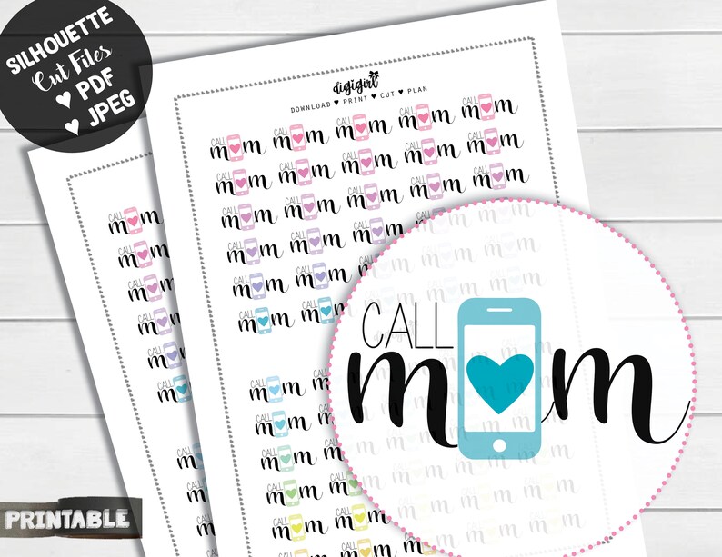 Phone Call PRINTABLE Planner Stickers Video Call Functional Stickers to ...