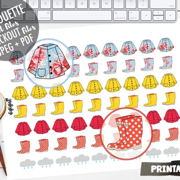 Rainy Days Printable Stickers - Etsy