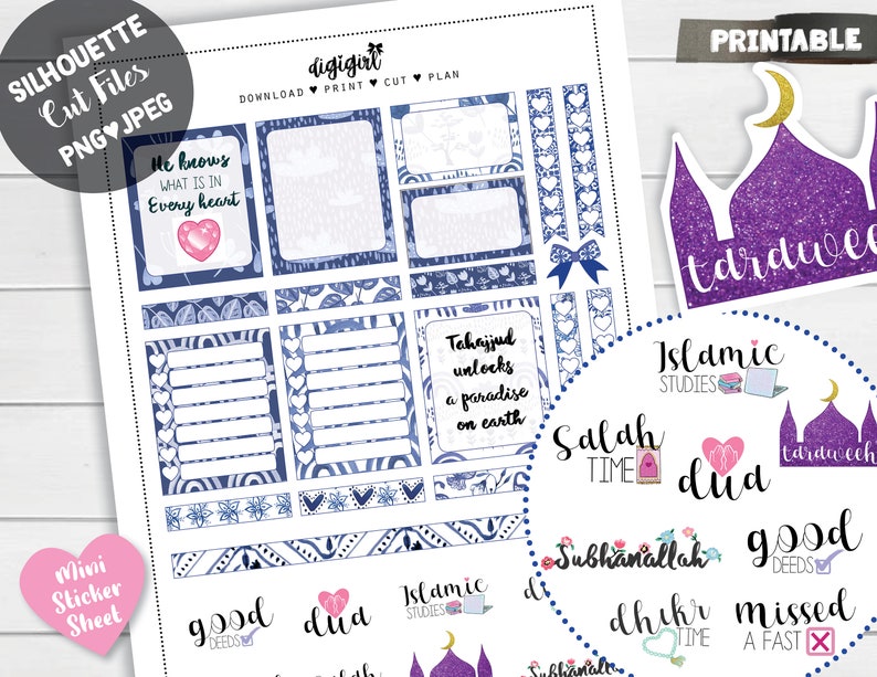 Islamic Printable Stickers Muslim Planner Muslimah Mini Kit - Etsy