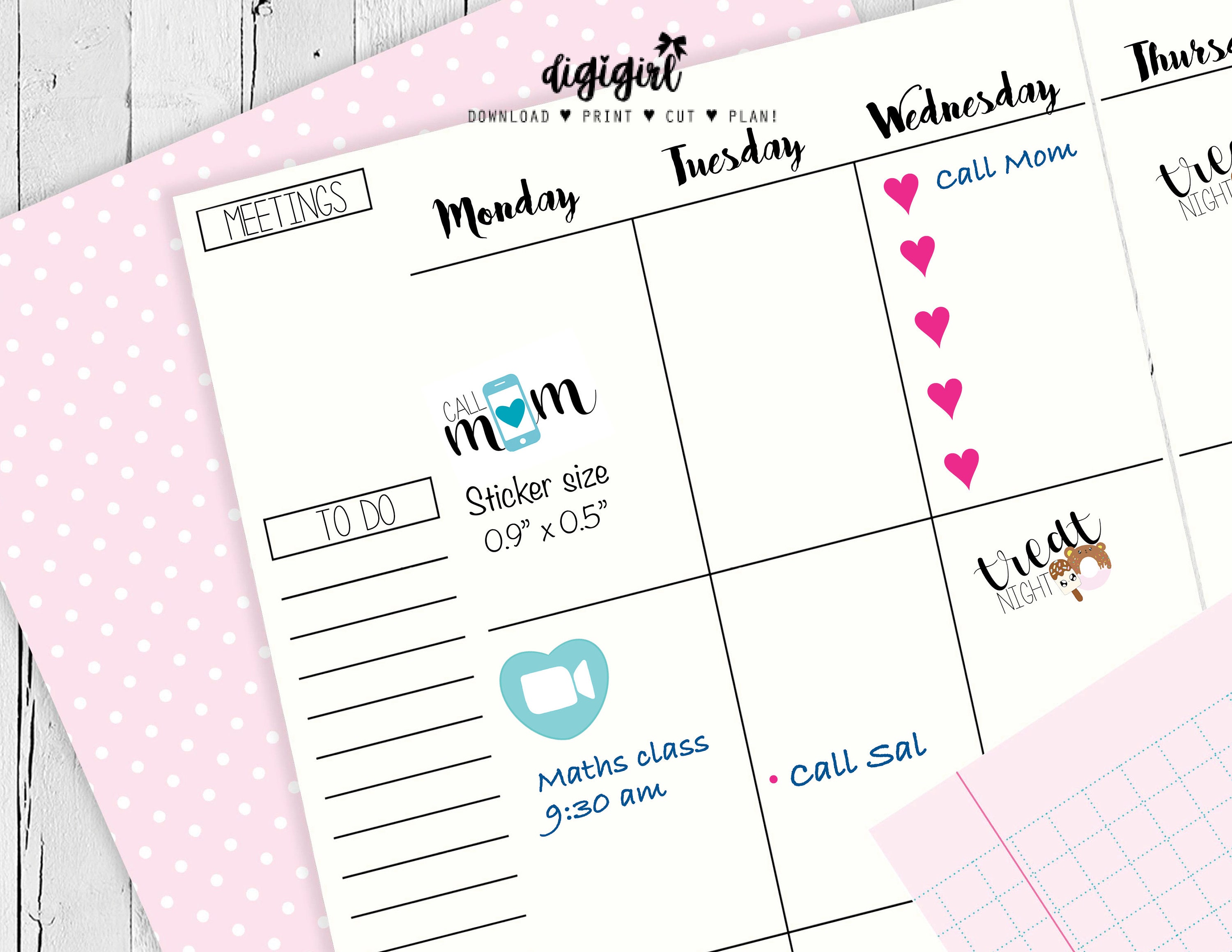 Phone Call PRINTABLE Planner Stickers Video Call Functional Stickers to ...