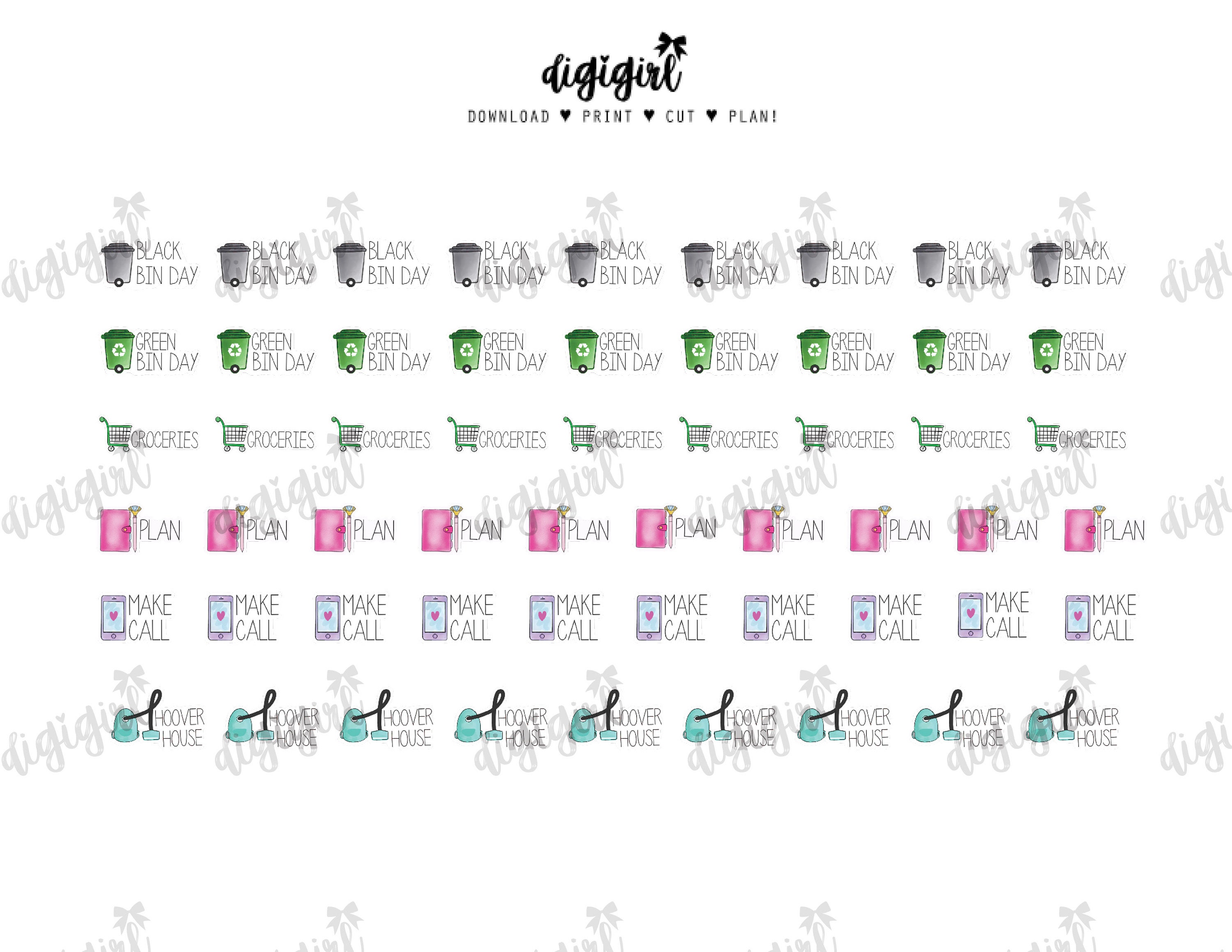 Everyday Stickers Printable Digital Planner Stickers - Etsy