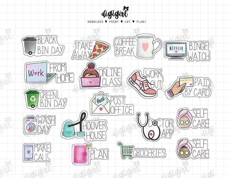 Everyday Stickers Printable Digital Planner Stickers - Etsy