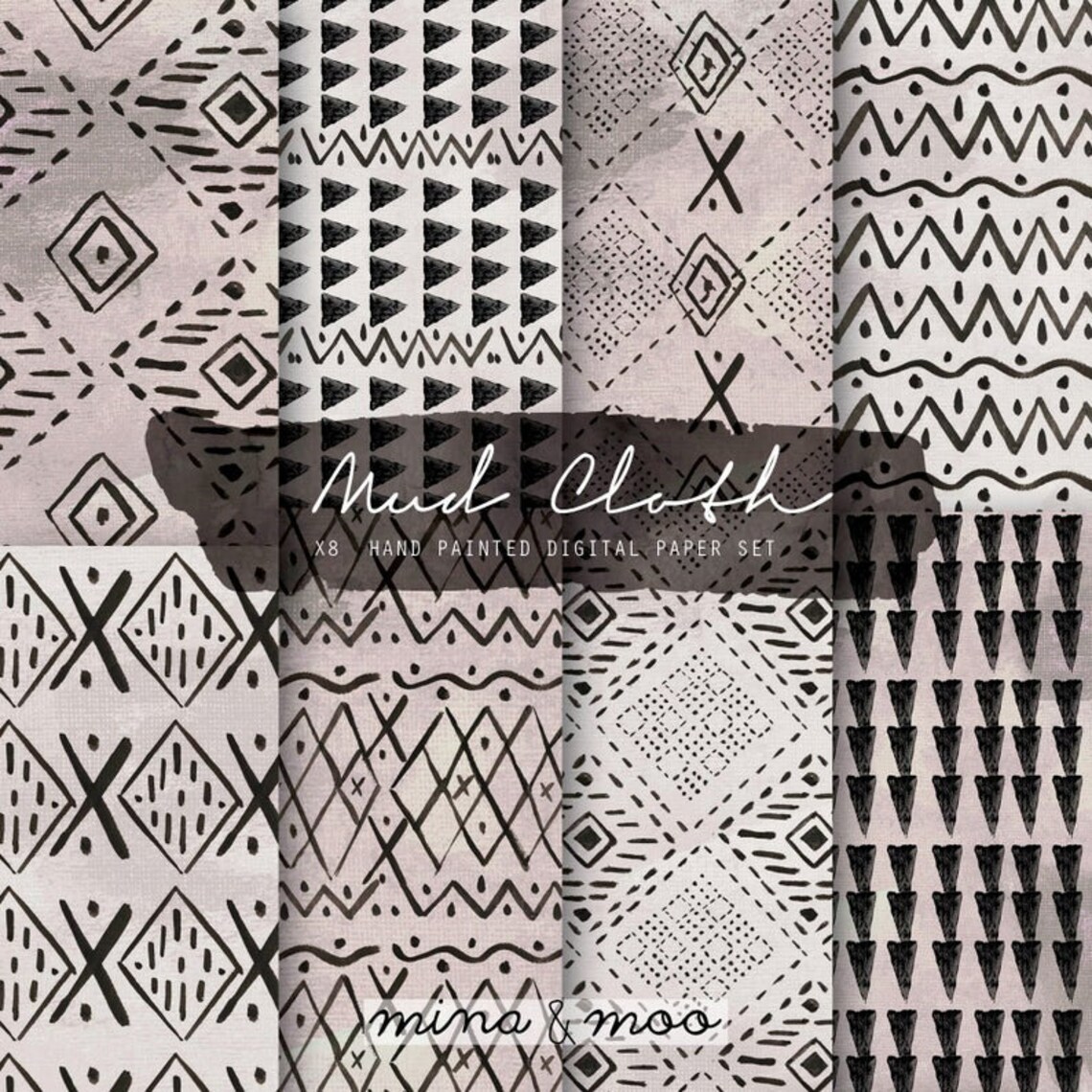 Mud Cloth Wallpaper African Digital Paper Hand Painted Tribal ...