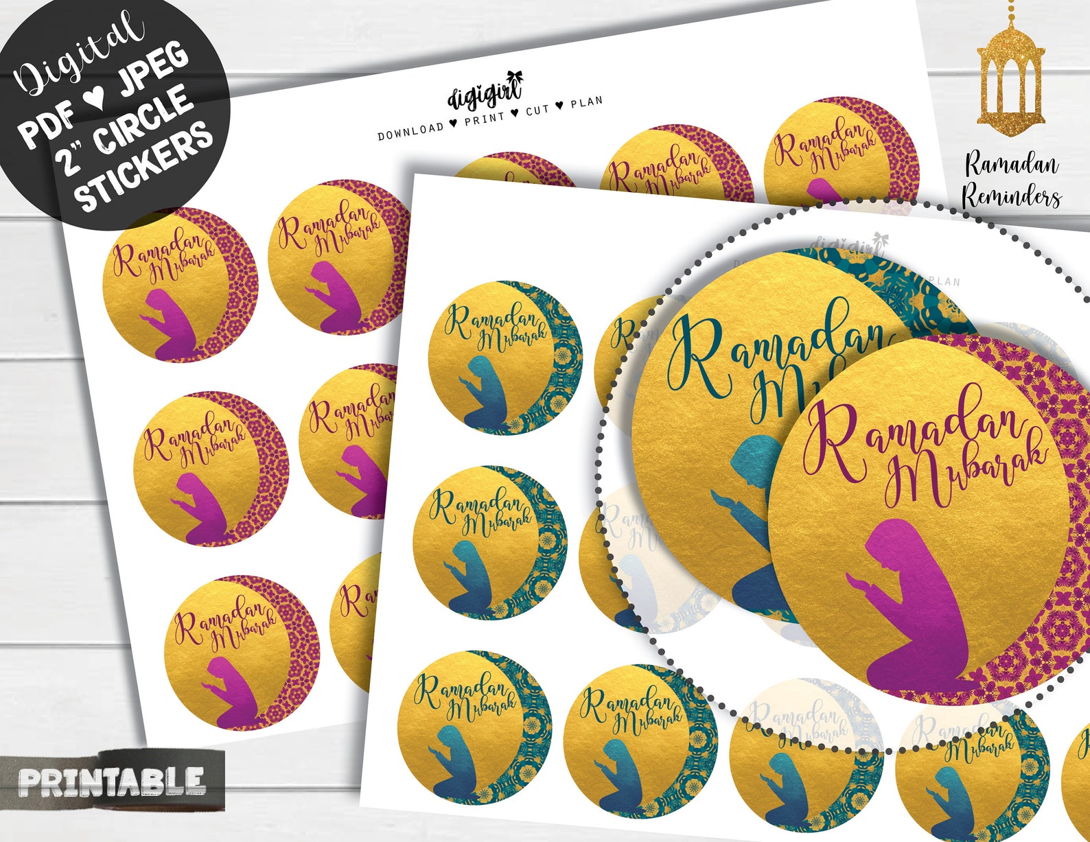 Ramadan Mubarak PRINTABLE Stickers Eid Stickers Ramadan Gift Stickers ...