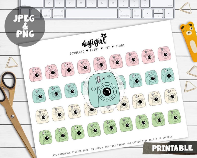 Camera Planner Stickers Printable Planner Stickers Camera - Etsy