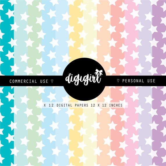 Rainbow Stars Digital Papers Scrapbooking Paper Rainbow Papers - Etsy