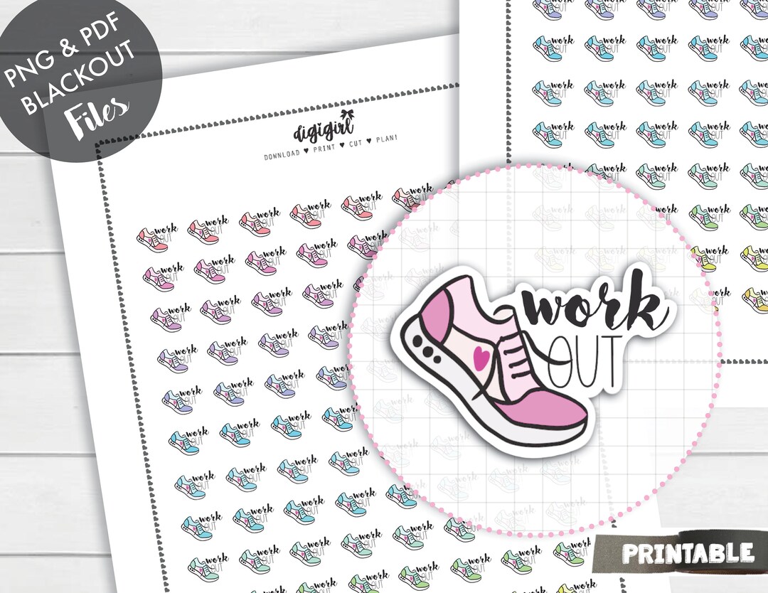 Workout Printable Planner Stickers Exercise Planner Stickers Fitness ...