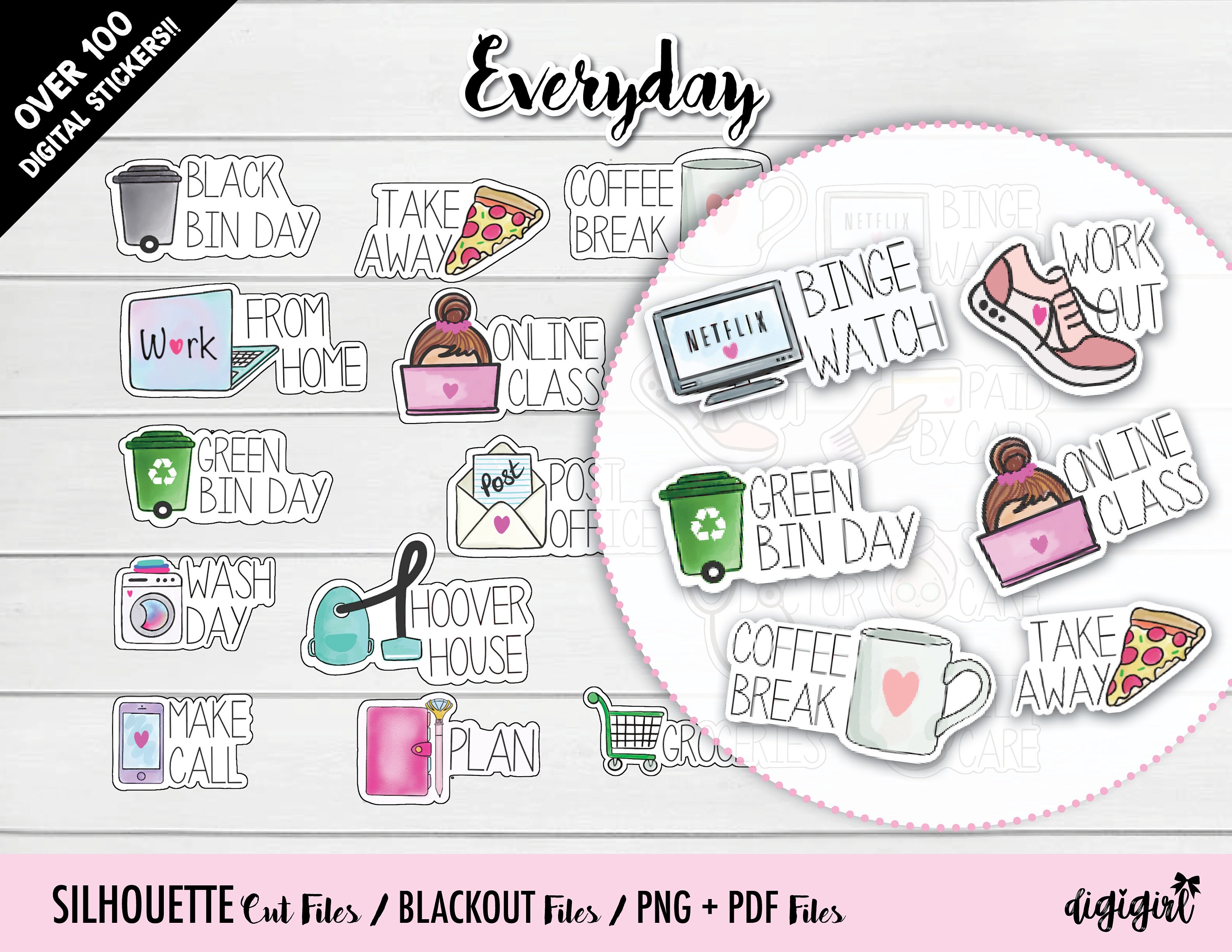 Everyday Stickers Printable Digital Planner Stickers Etsy Canada