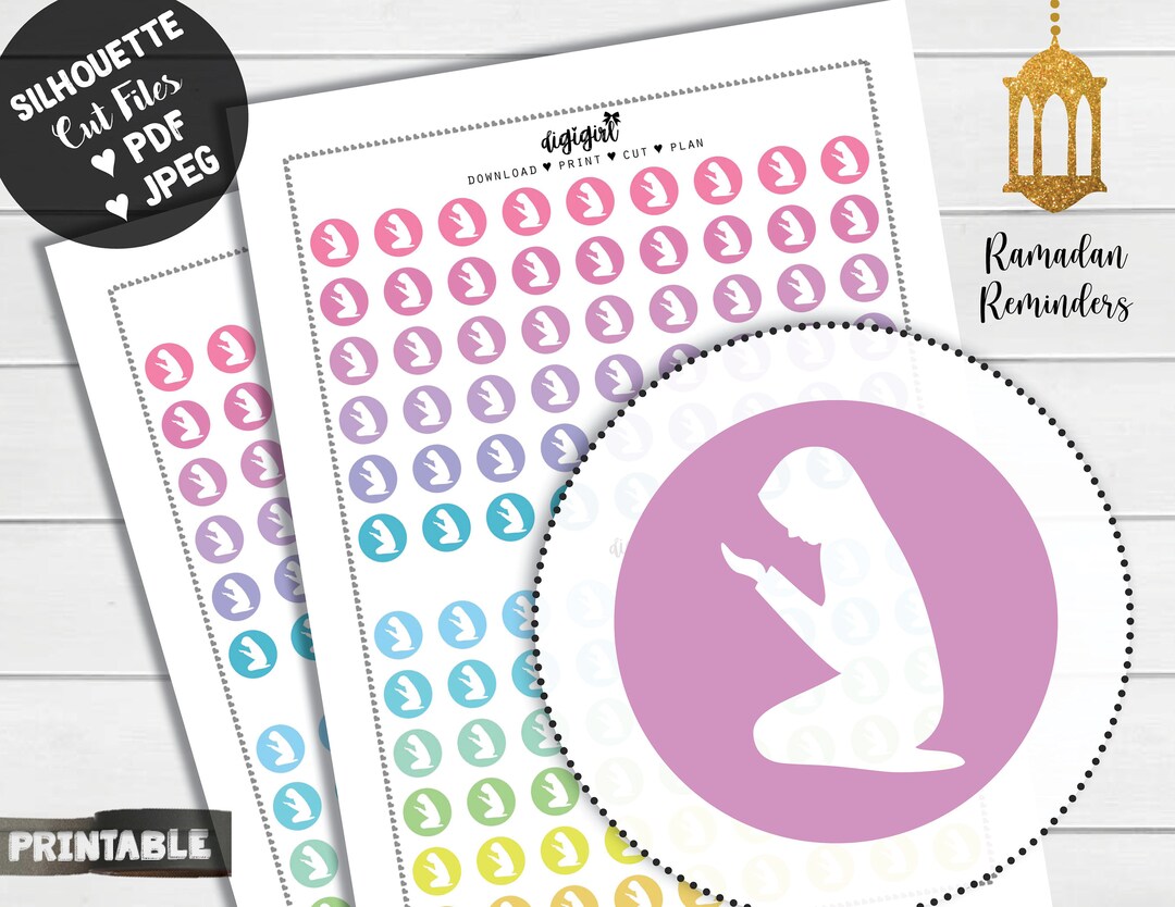 Islamic PRINTABLE Stickers Muslim Prayer Planner Stickers Muslim Girl ...