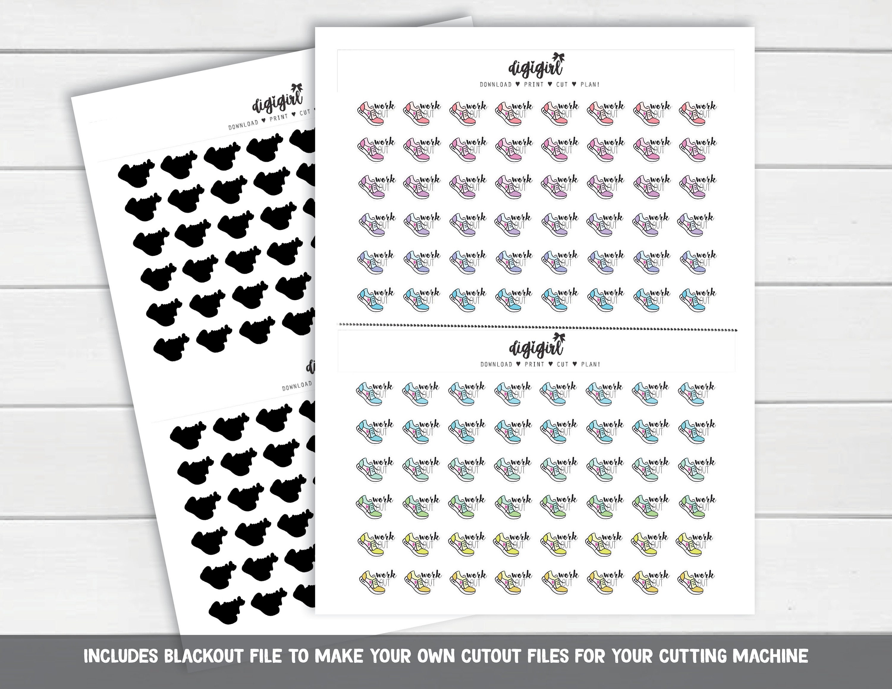 Workout Printable Planner Stickers Exercise Planner Stickers - Etsy