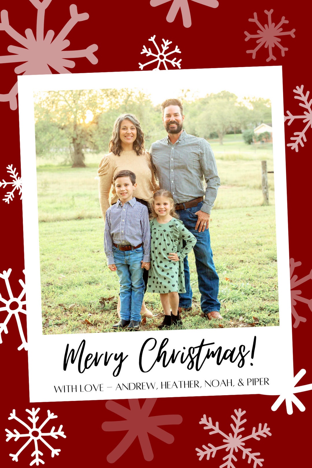 Red Snowflakes Christmas Card - Etsy