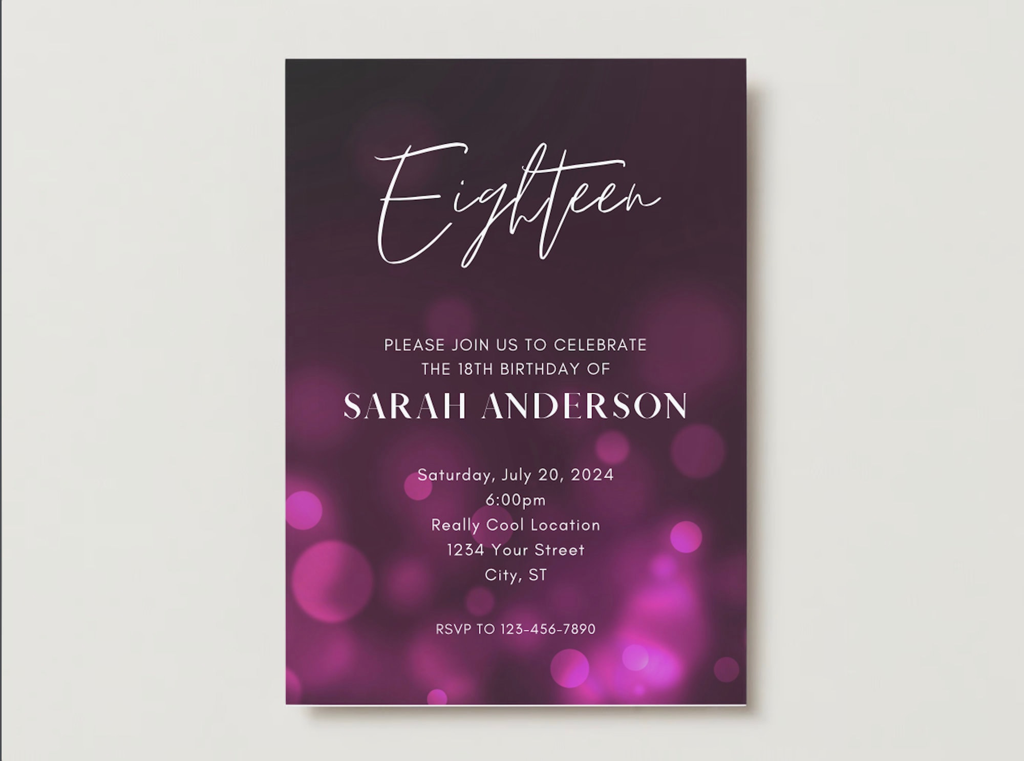 Black & Purple Sparkle Birthday Invitation - Etsy