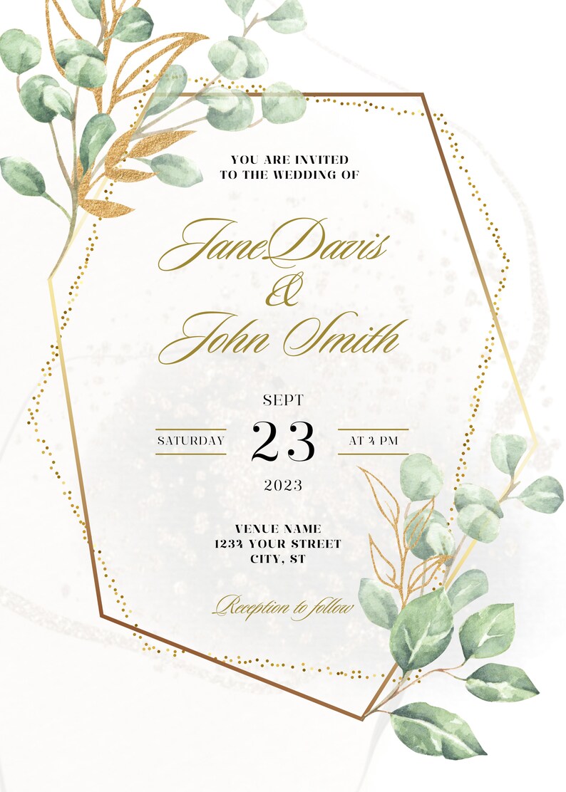 Gold Hexagon Luxury Wedding Invitation - Etsy