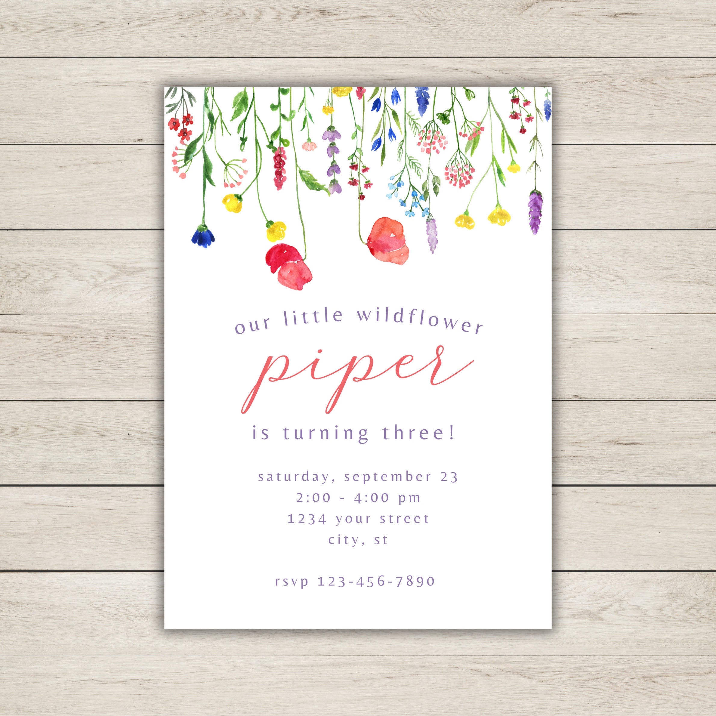 Wildflower Birthday Invitation - Etsy