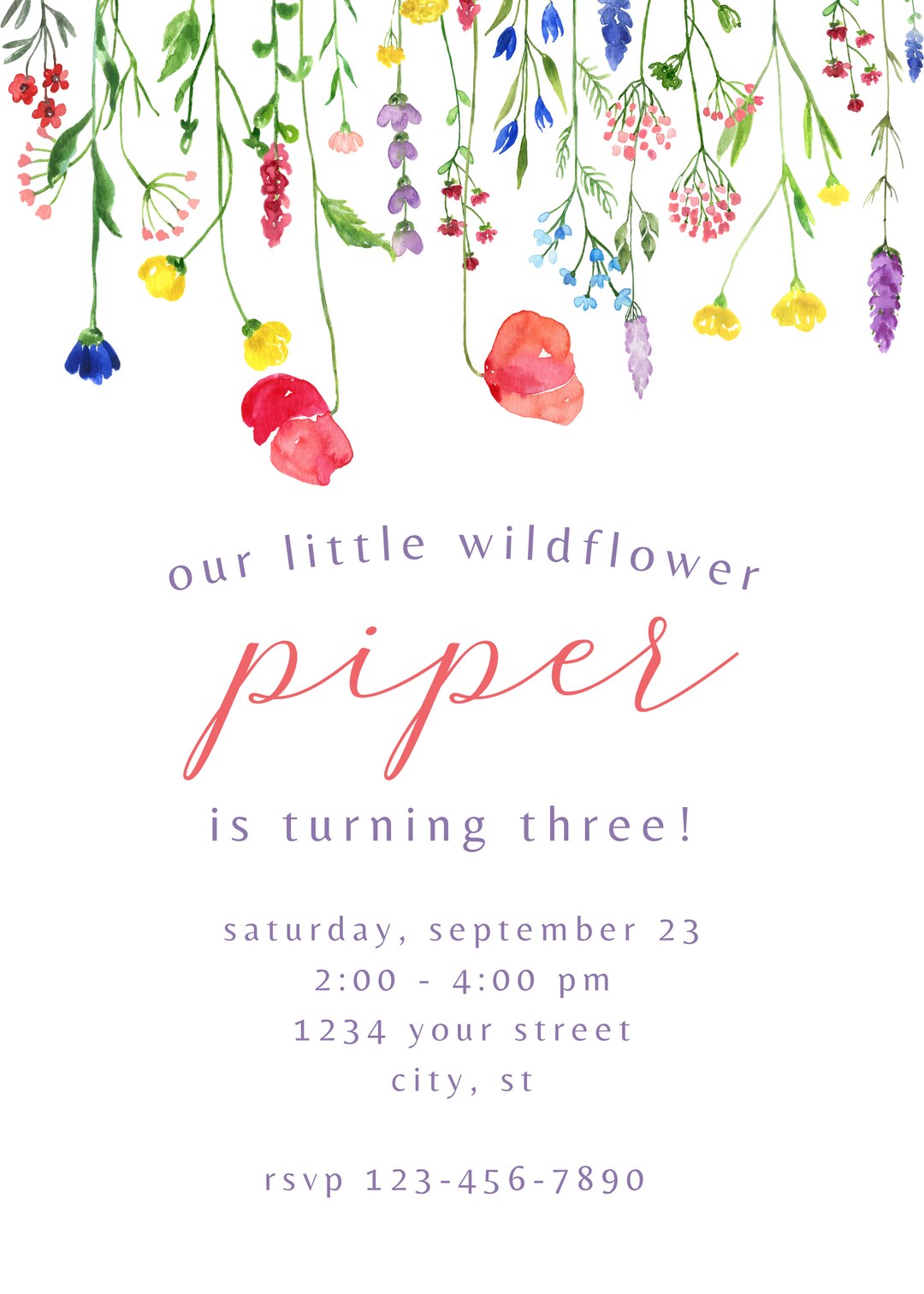 Wildflower Birthday Invitation - Etsy