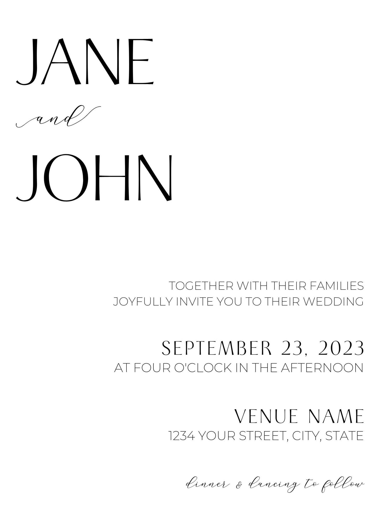 Simple Custom Color Wedding Invitation Option 2 - Etsy