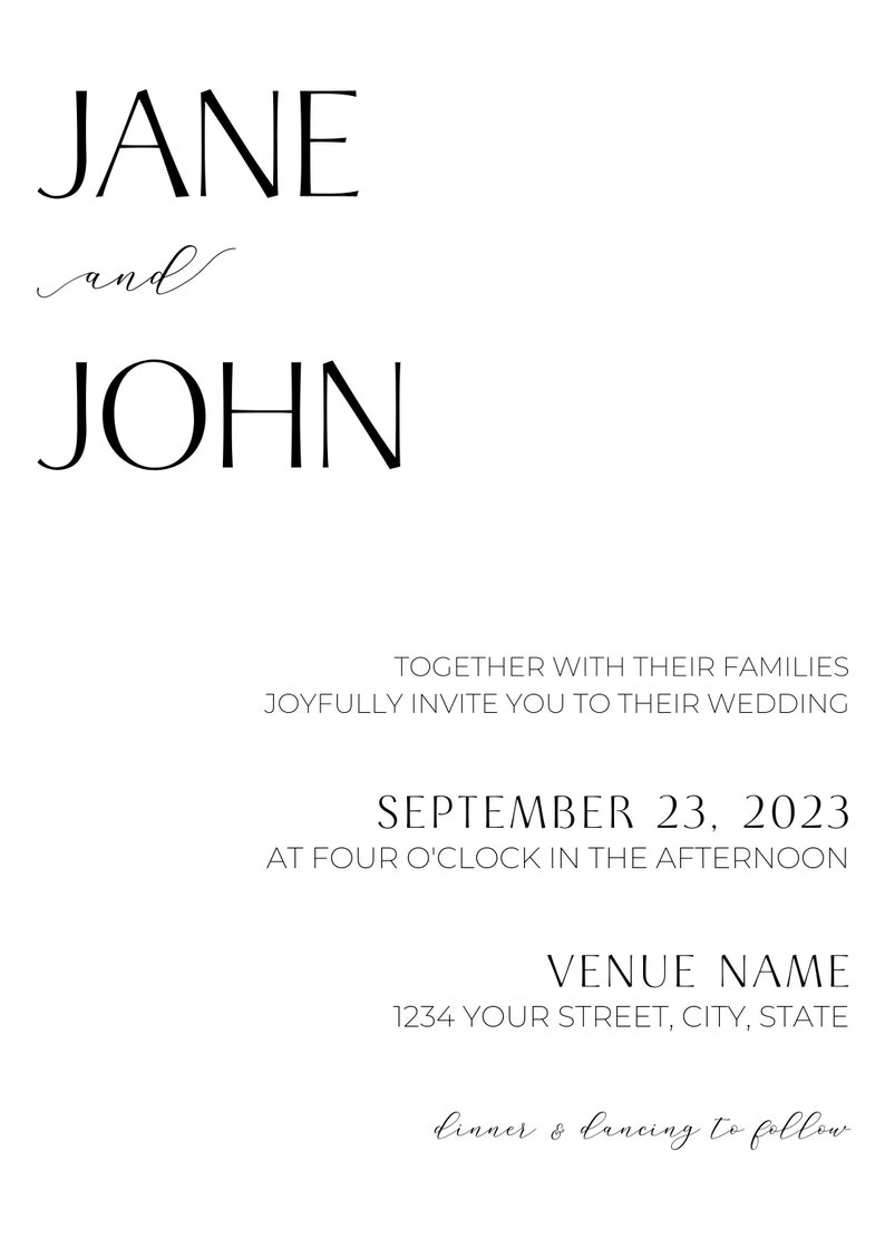 Simple Custom Color Wedding Invitation Option 2 - Etsy