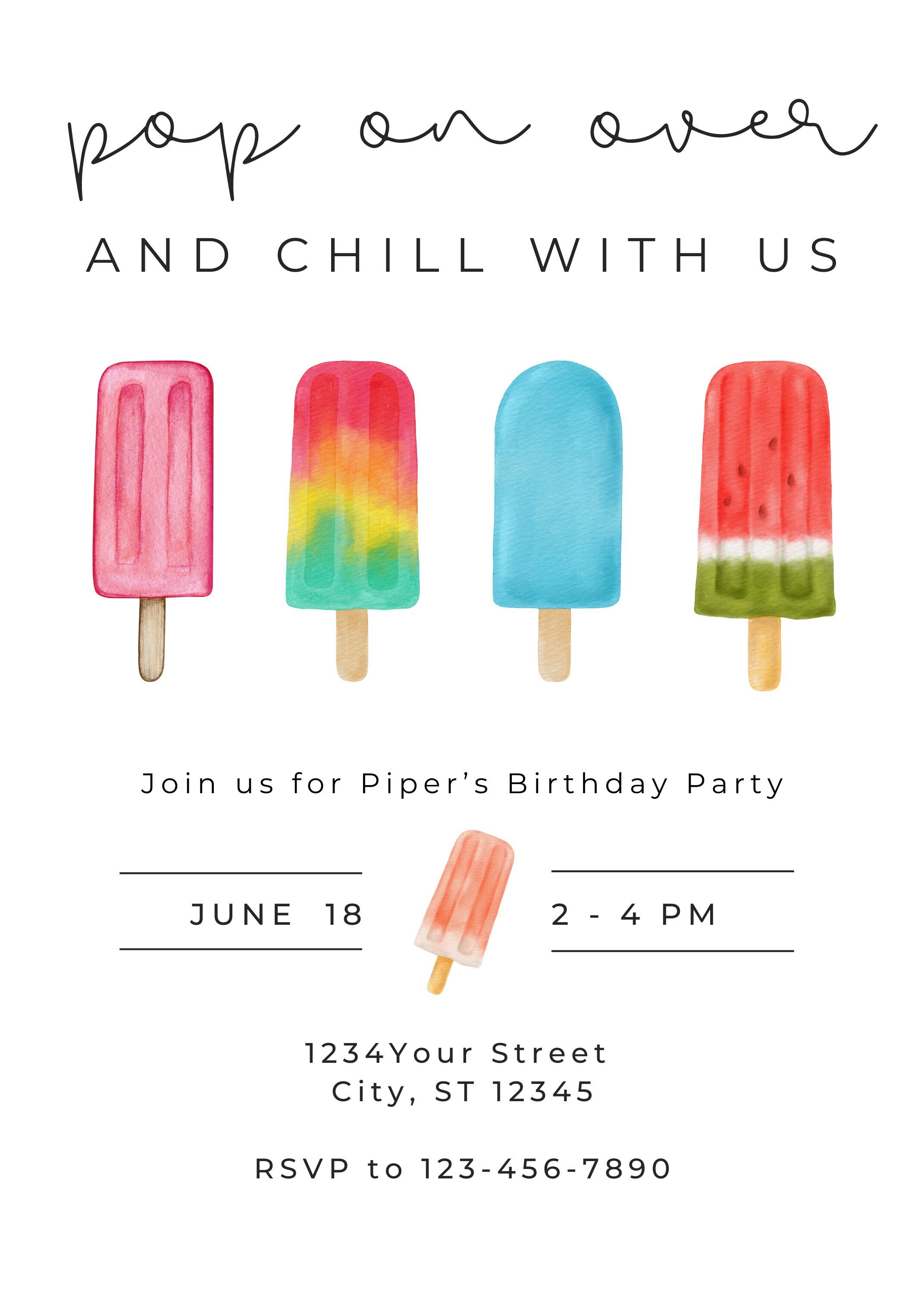 Popsicle Birthday Invitation - Etsy