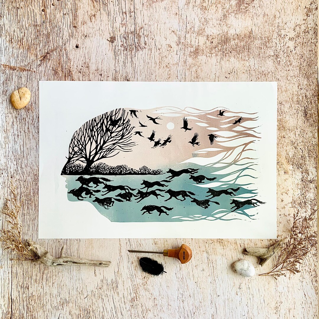 Wild Woman Linocut Print – Inspired by Women Who Run With the Wolves ...