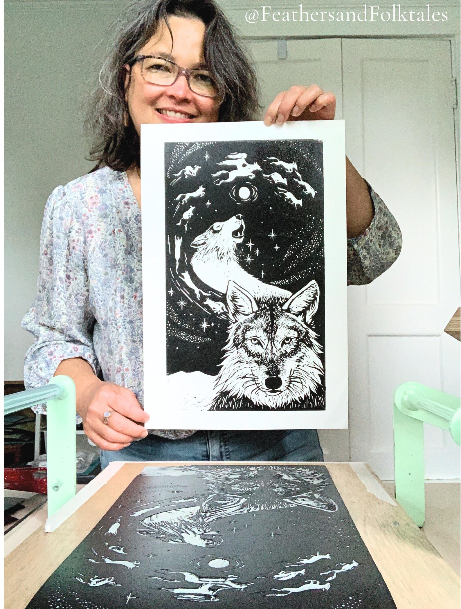 Wolf Spirit Linocut Print, Wolves Handmade Artwork - Etsy