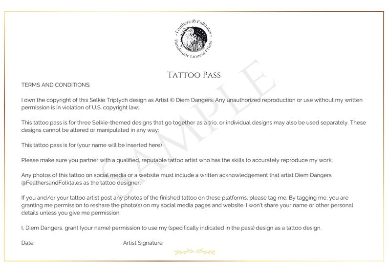 Selkie Tattoo Design, Tattoo Ticket, Mythical Creature - Etsy