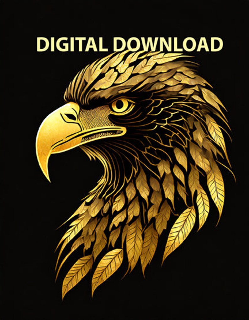 Gold Eagle Digital Art, Eagle Digital Download, Eagle Art - Etsy
