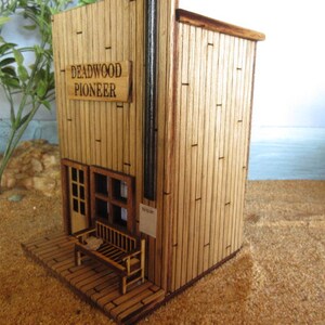 O Scale Deadwood Pioneer and Telegraph, Old West Miniature Rustic ...