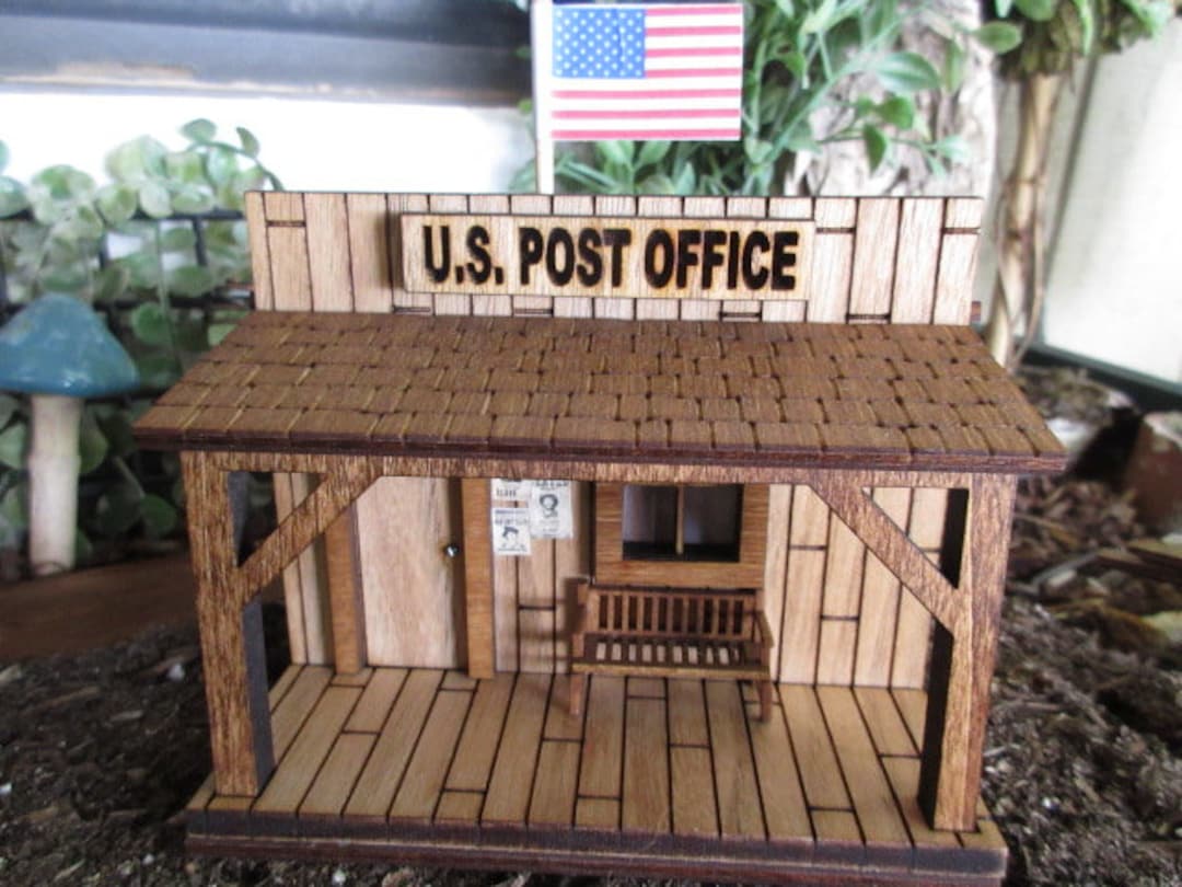Miniature Old West US Post Office, Rustic Model Train Decor (1:43 Scale ...