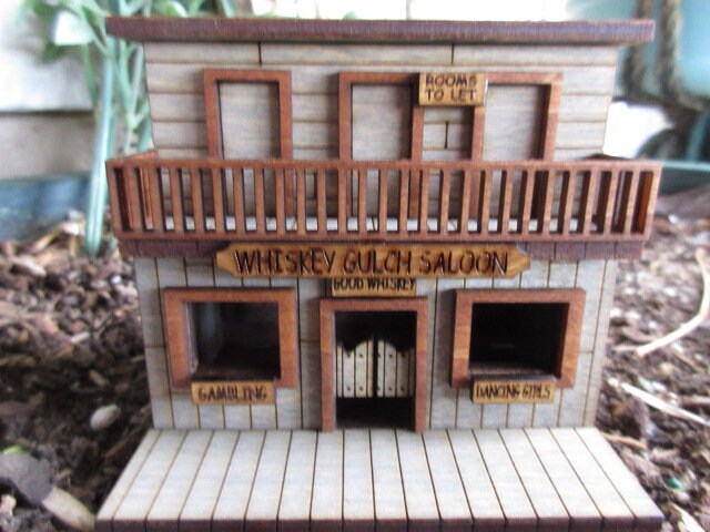 HO Scale Miniature Old Western Whiskey Gulch Saloon Rustic Building ...