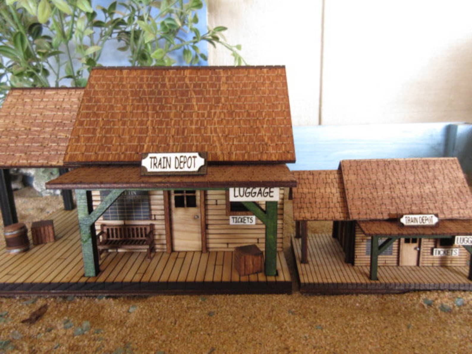H0 Scale Old West Miniature Rustic Train Depot Building, Model Train ...