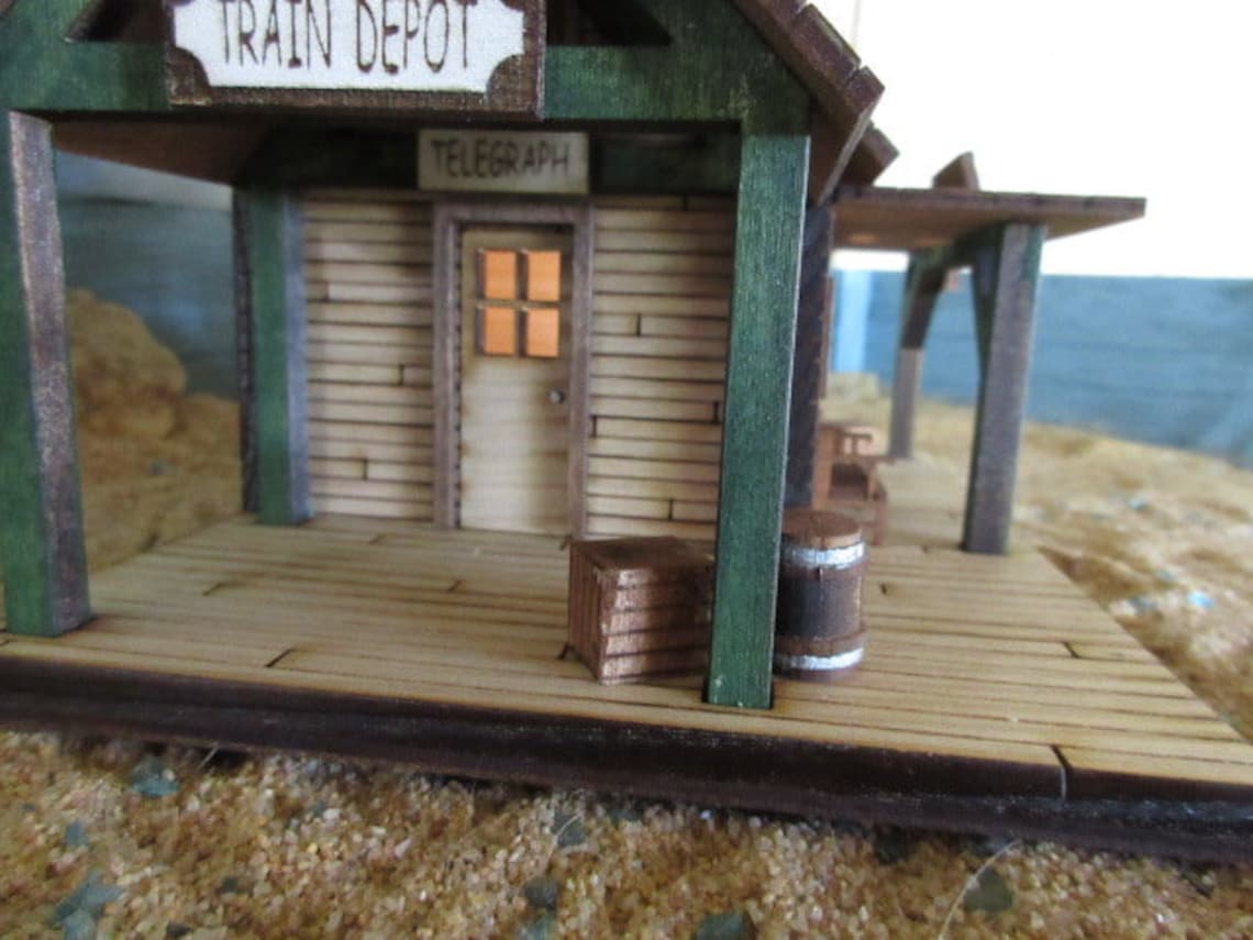 O Scale Old West Miniature Rustic Train Depot Building model | Etsy