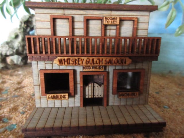 HO Scale Miniature Old Western Whiskey Gulch Saloon Rustic Building ...