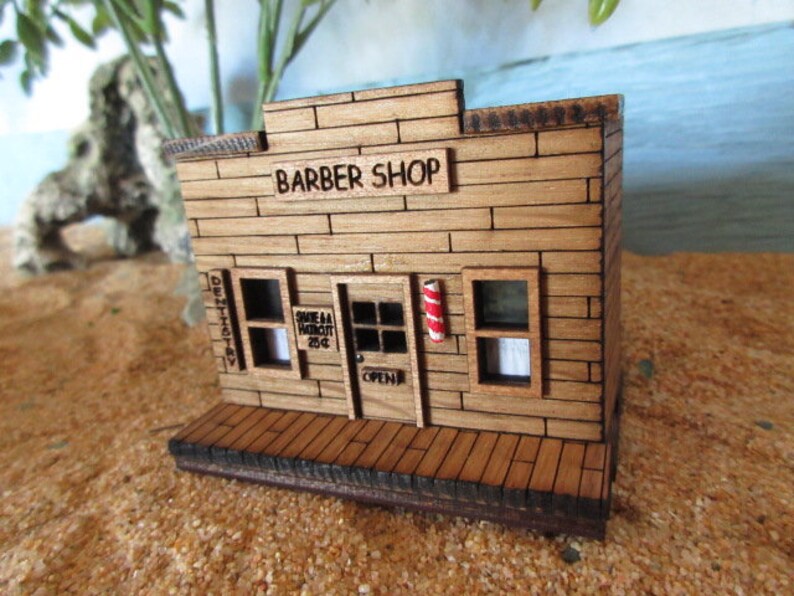 HO Scale Miniature Old Western Barber Shop/dentist Rustic Building ...