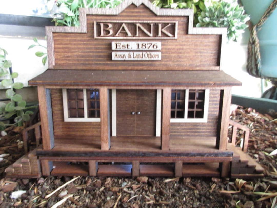 O Scale Old West Miniature Bank, Assay and Land Office, Western Decor ...