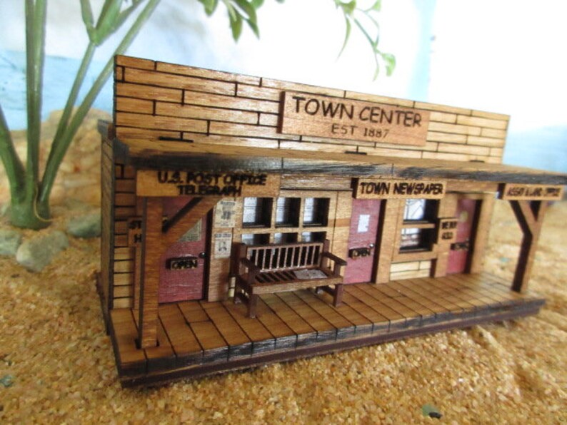 HO Scale Miniature Old Western Town Center rustic building | Etsy