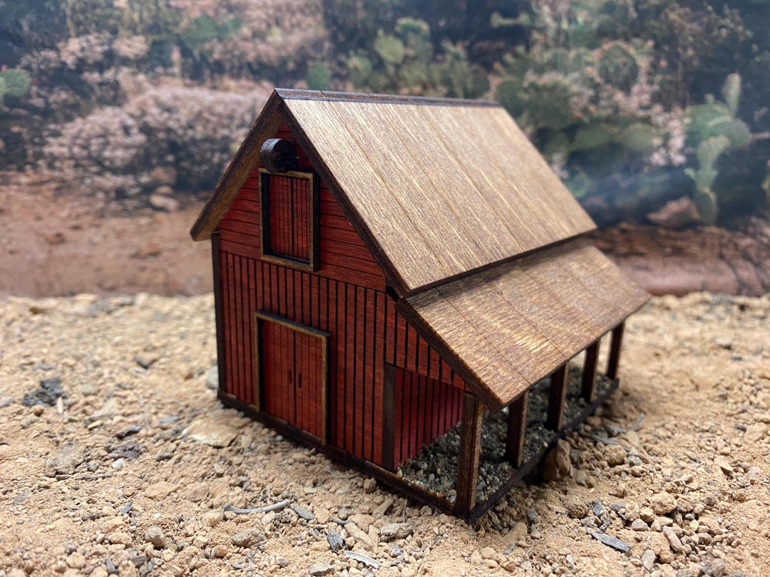 HO Scale Old West Prairie Red Barn 1:87 Scale - Etsy
