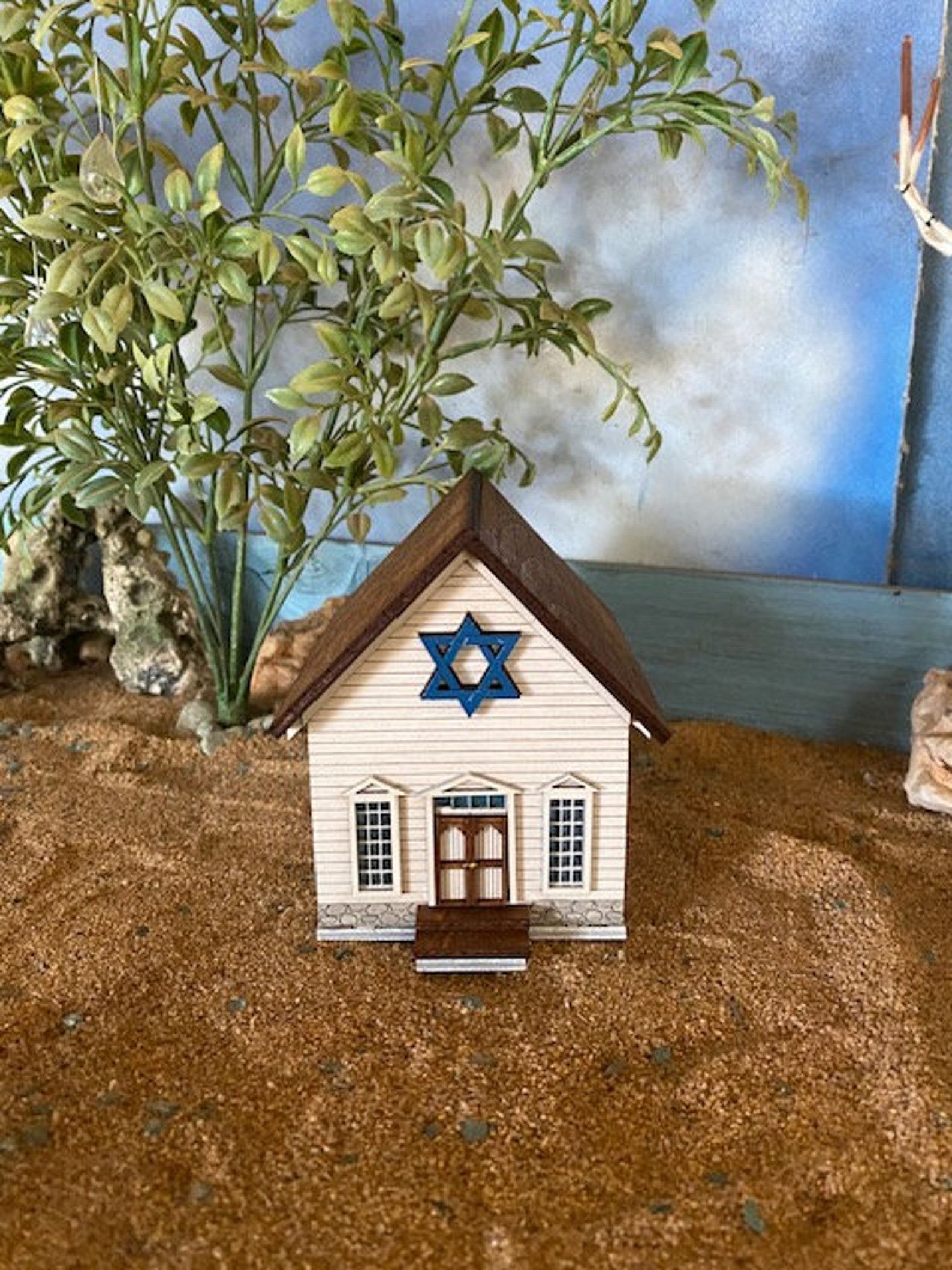 HO Miniature Rustic Synagogue With Star of David 1:87 Scale Western ...