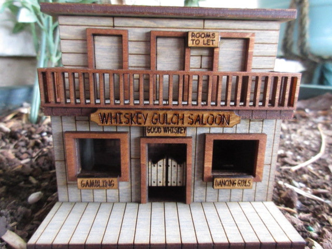 HO Scale Miniature Old Western Whiskey Gulch Saloon Rustic Building ...