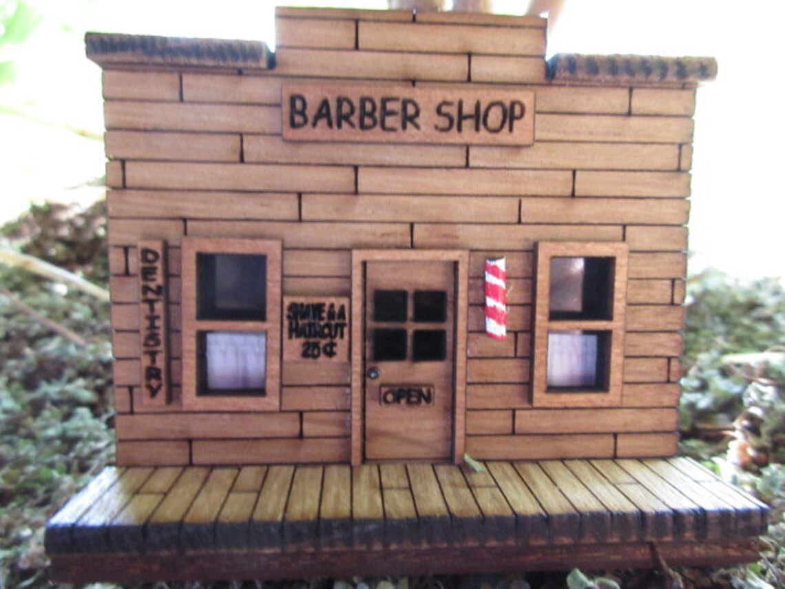 HO Scale Miniature Old Western Barber Shop/dentist Rustic | Etsy