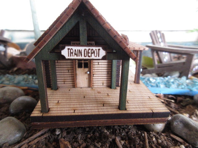 H0 Scale Old West Miniature Rustic Train Depot Building Model - Etsy